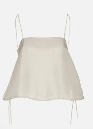 ST. AGNI Woven Check Drawstring Cami - Beige