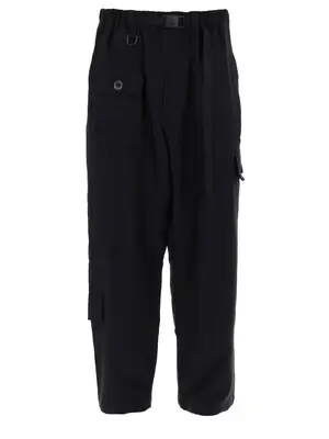 Y3 Pantalone Cargo In Tessuto Tecnico - Black
