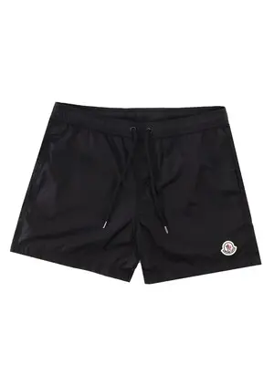 Moncler Costume Da Bagno Con Patch Logo - Black