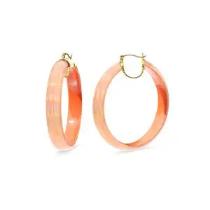 GOLD & HONEY Large Lucite Iridescent Hoops - Orange