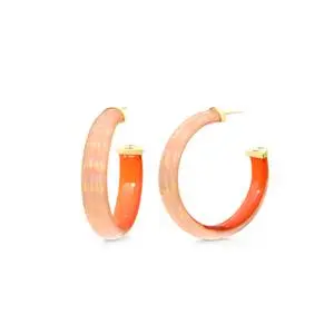GOLD & HONEY Gold / Orange Medium Iridescent Lucite Hoops In Orange - Gold/orange