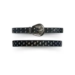 INDIGOLUSH Mini Western Studded Belt Silver - Black