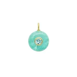 KAMARIA Amazonite Gemstone Pendant With Topaz Coin
