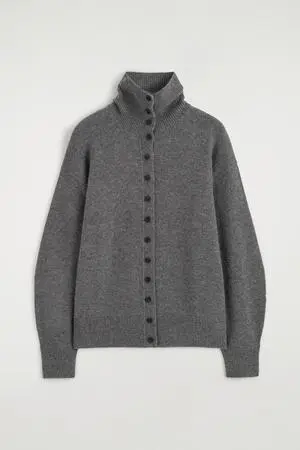 Cos Sculpted Cashmere Mock-neck Cardigan