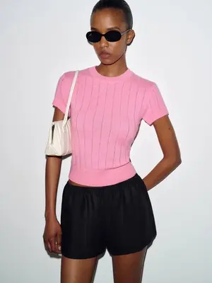 REFORMATION Darcy Cashmere T-shirt Pink