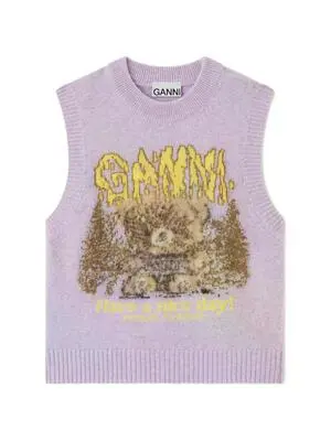 GANNI Vest With Forest Teddy - Purple