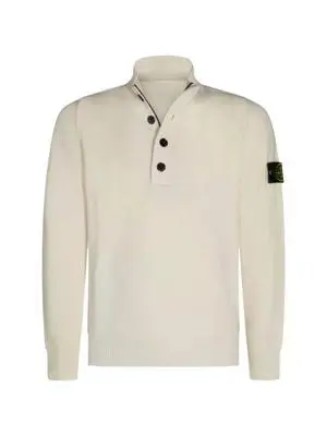 Stone Island Lambswool Regular-fit Half-zip Jumper With Button Placket - Neutrals
