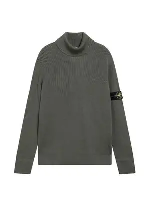 Stone Island Compass-patch Ribbed-knit Sweater - Green