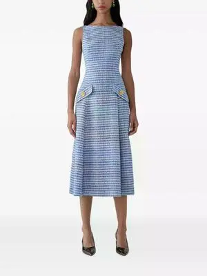 Carolina Herrera Tweed Effect Button-detail A-line Midi Dress