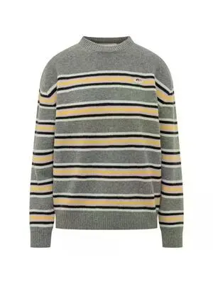 Fiorucci Angels-patch Striped Sweater - Grey