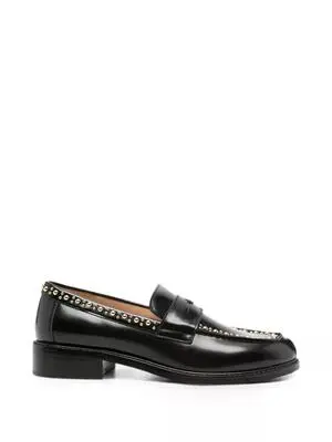 Furla Studded Leather Loafers - Black