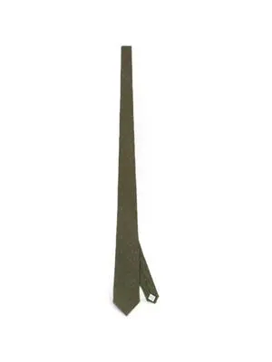 LES DEUX Silk Logo Print Neck Tie - Green