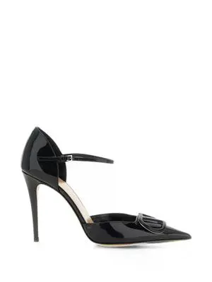 Valentino Garavani D'orsay Vlogo Signature Patent Leather Pumps - Black