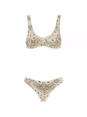 VENUJA Paisley-print Crystal-embellished Bikini - Neutrals