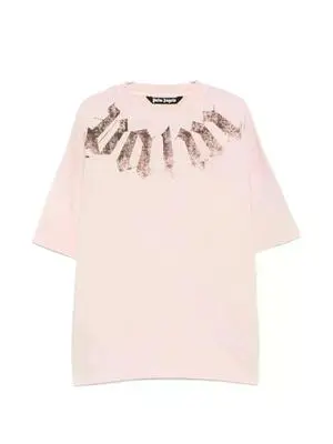 Palm Angels Big Neck Logo Printed T-shirt - Pink