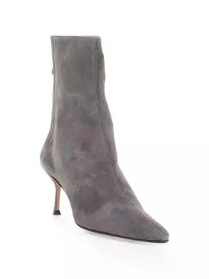 AQUAZZURA Ribbed-panel Suede Ankle Boots - Grey