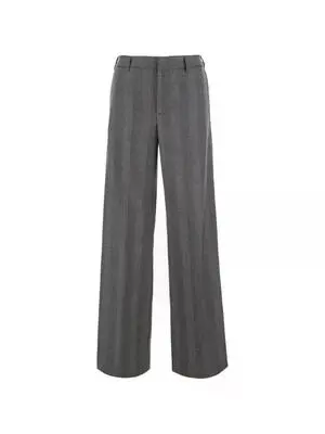 PT TORINO Herringbone-pattern Wide-leg Trousers - Grey