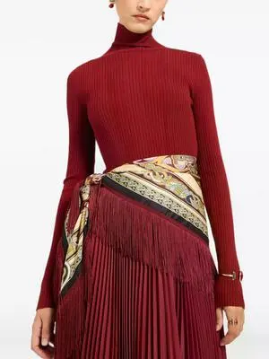 La DoubleJ Kells Placée Light In Silk Twill With Fringes Scarf