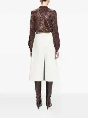 NISSA Leopard-print High-neck Long-sleeve Top