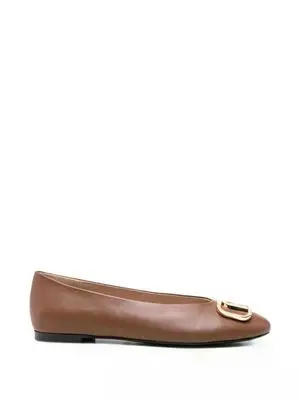 Furla Logo-plaque Leather Ballet Flats - Brown