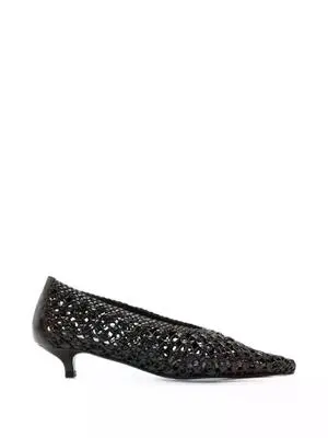 TOTEME Woven Pointed-toe Leather Pumps - Brown