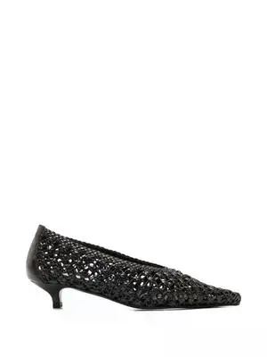 TOTEME Woven Pointed-toe Leather Pumps - Brown