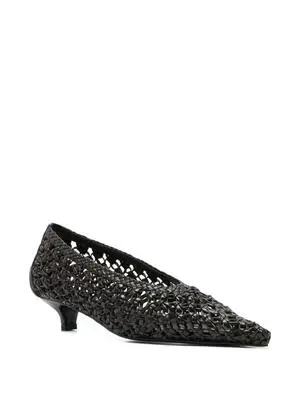 TOTEME Woven Pointed-toe Leather Pumps