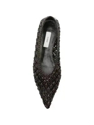TOTEME Woven Pointed-toe Leather Pumps