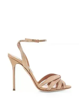 AQUAZZURA Crystal-embellished Wrap-around Sandals - Neutrals