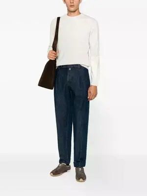 BERWICH Pleated Turned-up Trousers - Blue