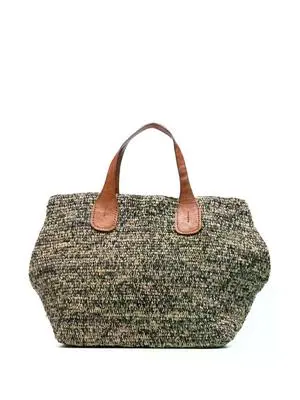 IBELIV Woven Leather-trim Tote Bag - Neutrals