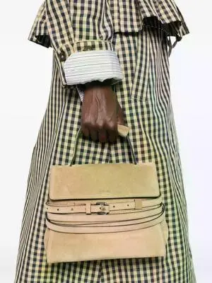 Moschino Buckle-detail Suede Tote Bag - Neutrals