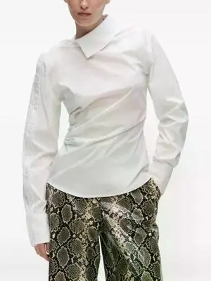 Karl Lagerfeld Asymmetric Gathered Button Shirt - White