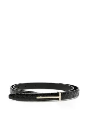 TOM FORD T-logo Snakeskin-effect Belt