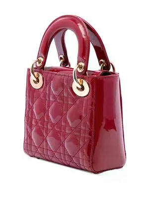 Dior Mini Patent Cannage Lady Satchel - Red