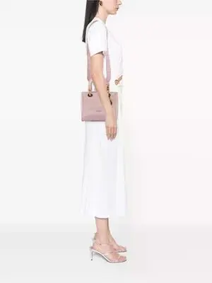 Dior 2020 Medium Embroidered Canvas Cannage Lady D Lite Satchel - Pink