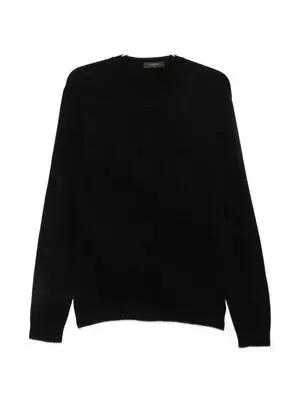 SLOWEAR Waffle-knit Long-sleeve Sweater - Black