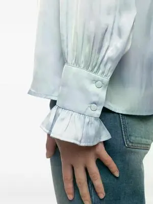 Zadig&Voltaire Long-sleeve Satin Shirt With Rhinestone Wings - Blue