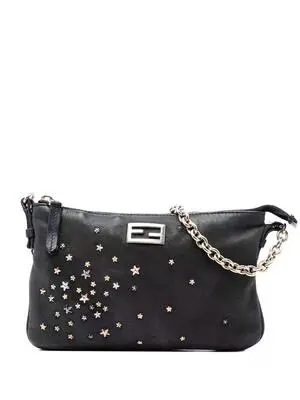 Fendi 2000-2010 Mini Leather Star Studded Chain Crossbody Bag