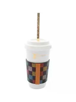 LOUIS VUITTON 2010s Damier Cup And Straw - White