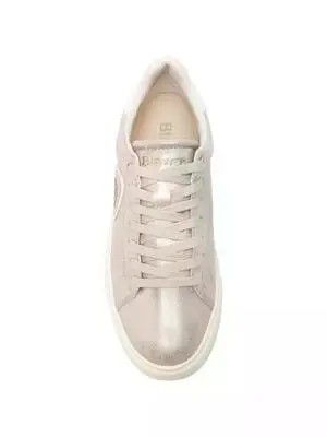BLAUER. Metallic-effect Leather Sneakers With Logo Patch