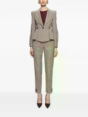 NISSA Checked Tailored Tapered Pants - Neutrals
