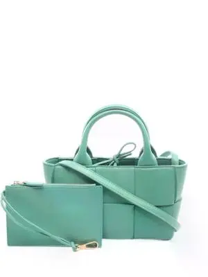 Bottega Veneta 2000s Arco Calf Leather Tote Bag - Green
