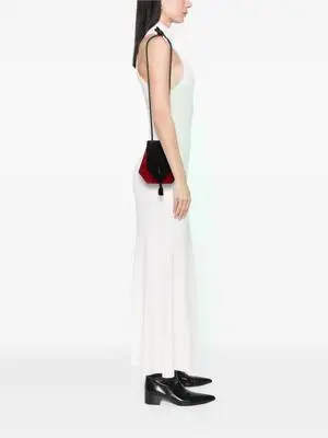 Saint Laurent 20th Century Bicolor Suede Tassel Crossbody Bag - Black