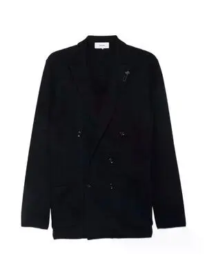 LARDINI Double-breasted Knit Blazer - Blue
