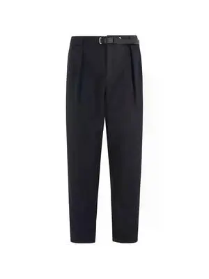 WHITE SAND Belted Pleated Trousers - Blue
