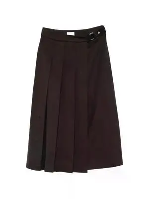P.a.r.o.s.h Pleated Wrap Midi Skirt - Brown