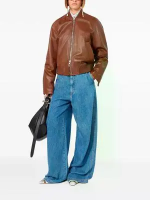 Sportmax Ribbed-trim Leather Jacket