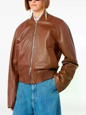 Sportmax Ribbed-trim Leather Jacket