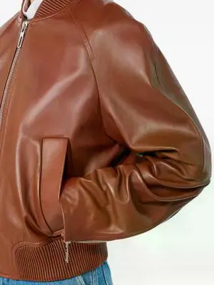 Sportmax Ribbed-trim Leather Jacket